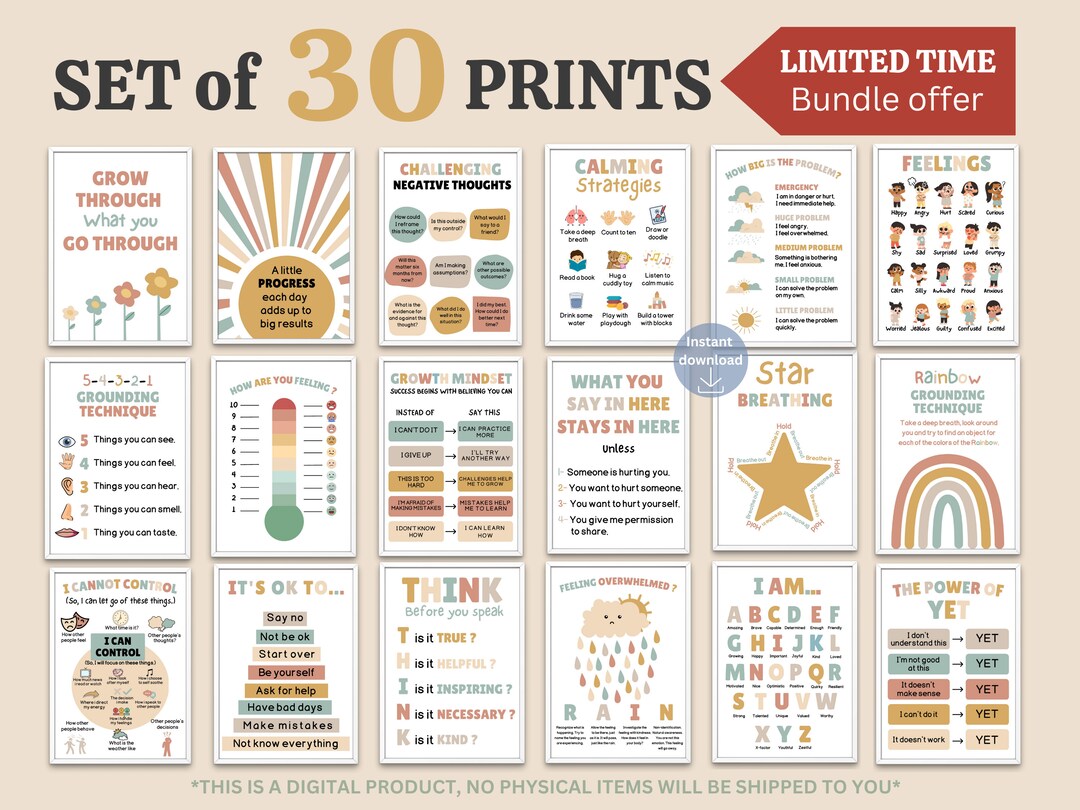 Set of 30 School Counselor Office Prints Counselor Office Decor ...