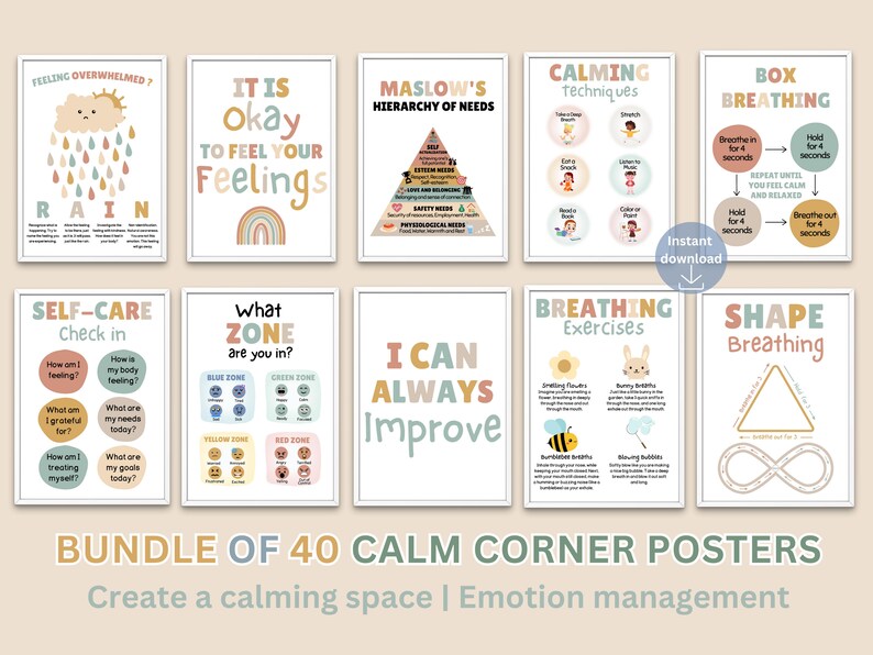 40 Boho Calming Corner Posters Printable, Calm Corner Sign, Calming ...