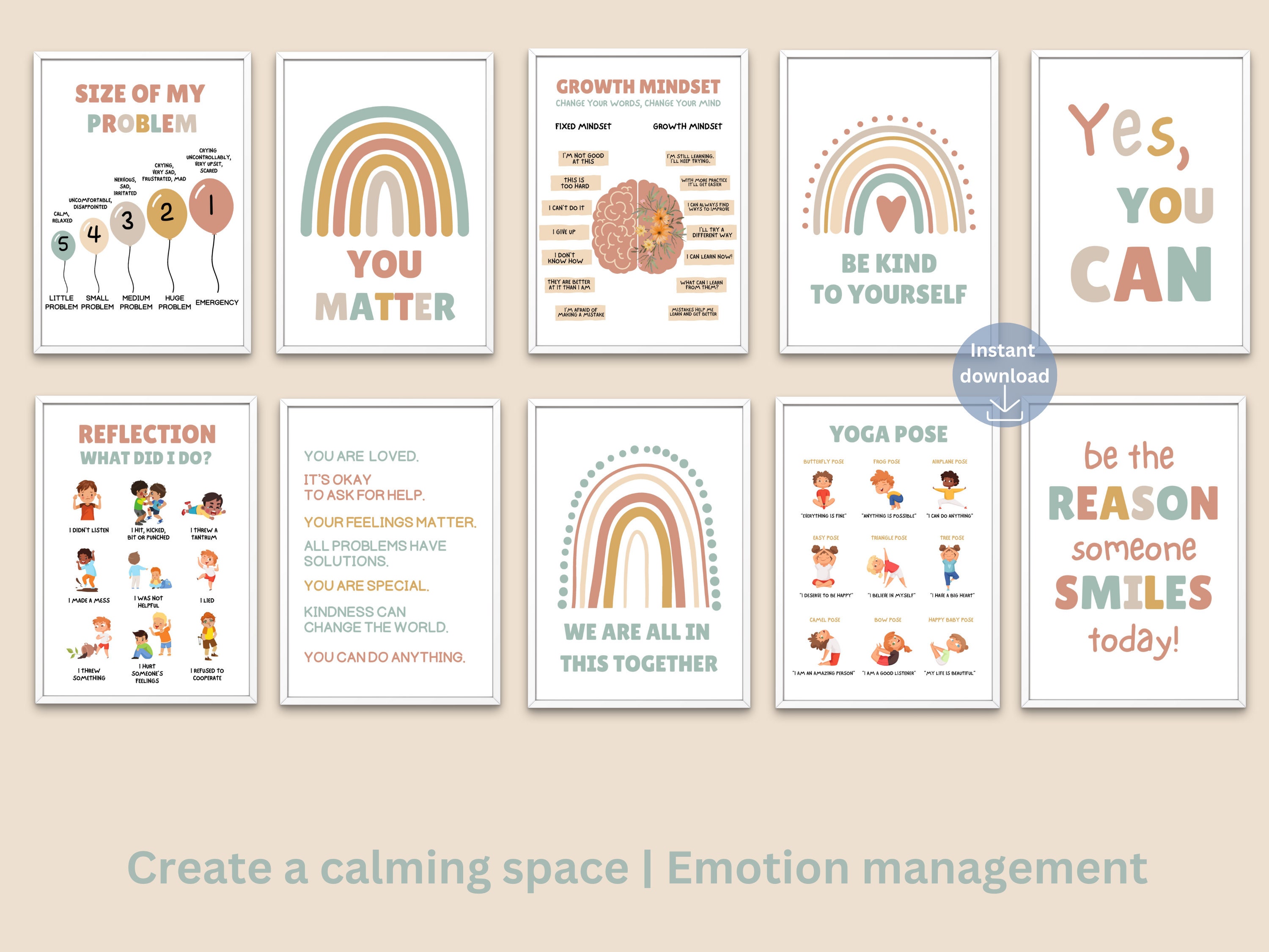 50 Boho Calming Corner Posters Printable, Calm Corner Sign, Calming ...