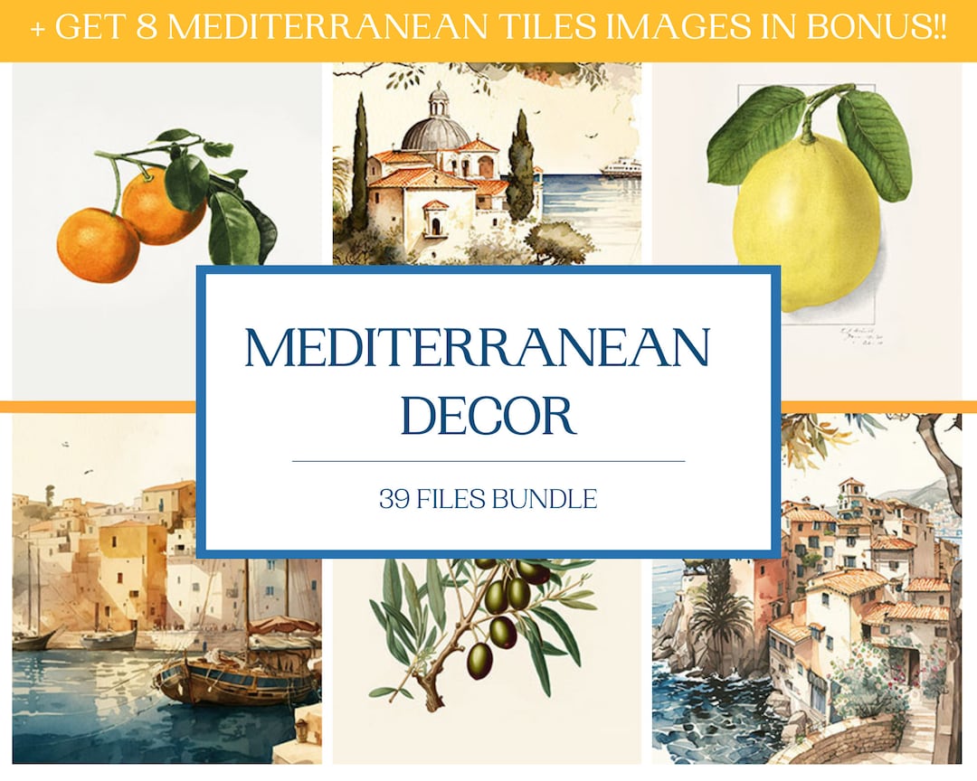 SET OF 39 - Mediterranean Illustrations, Printables, Instant Download ...