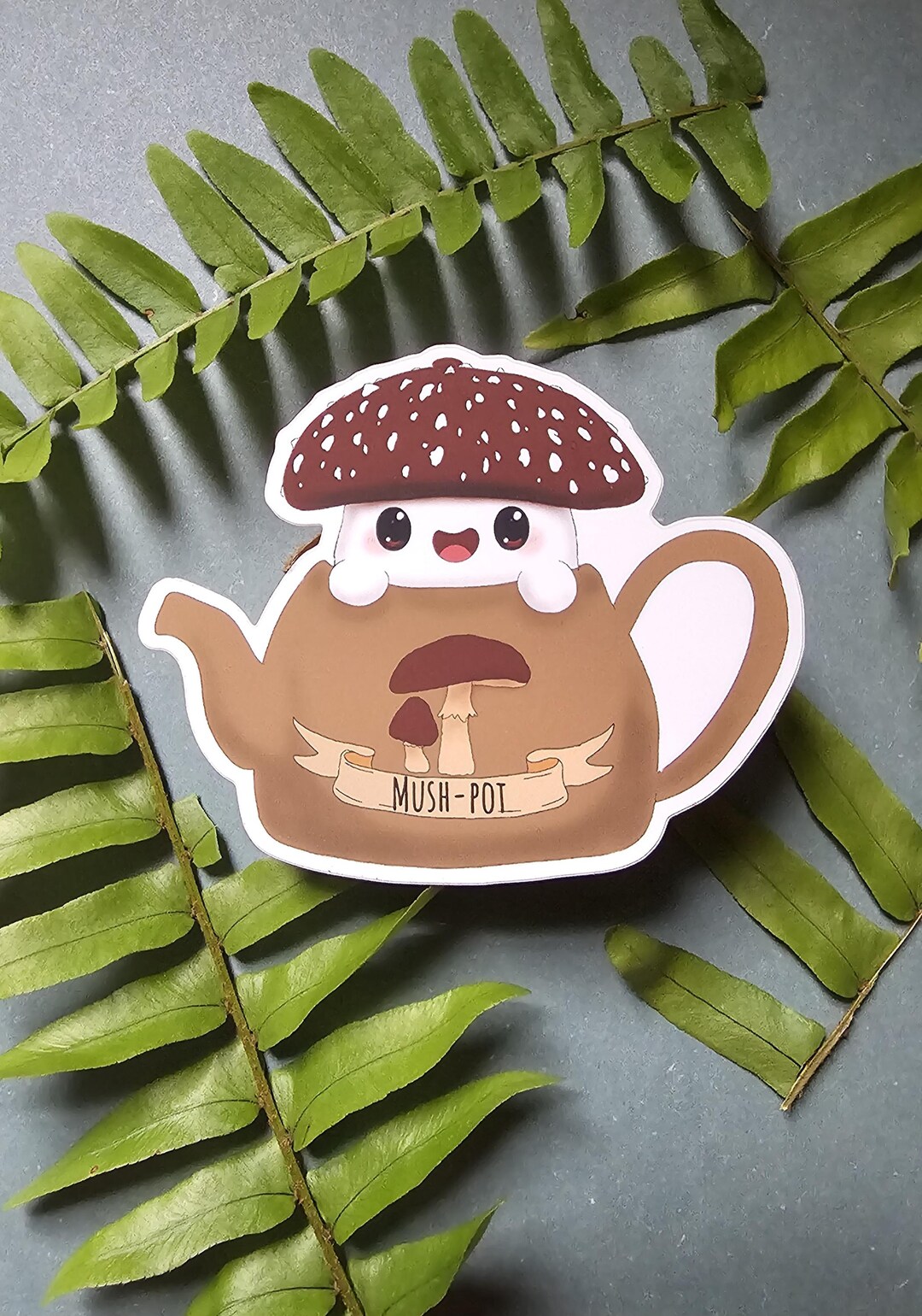 Mush-pot Mushroom Teapot Sticker - Etsy
