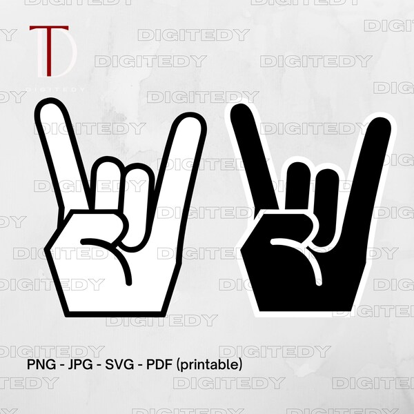 Rock on Hand Sign Svg - Etsy