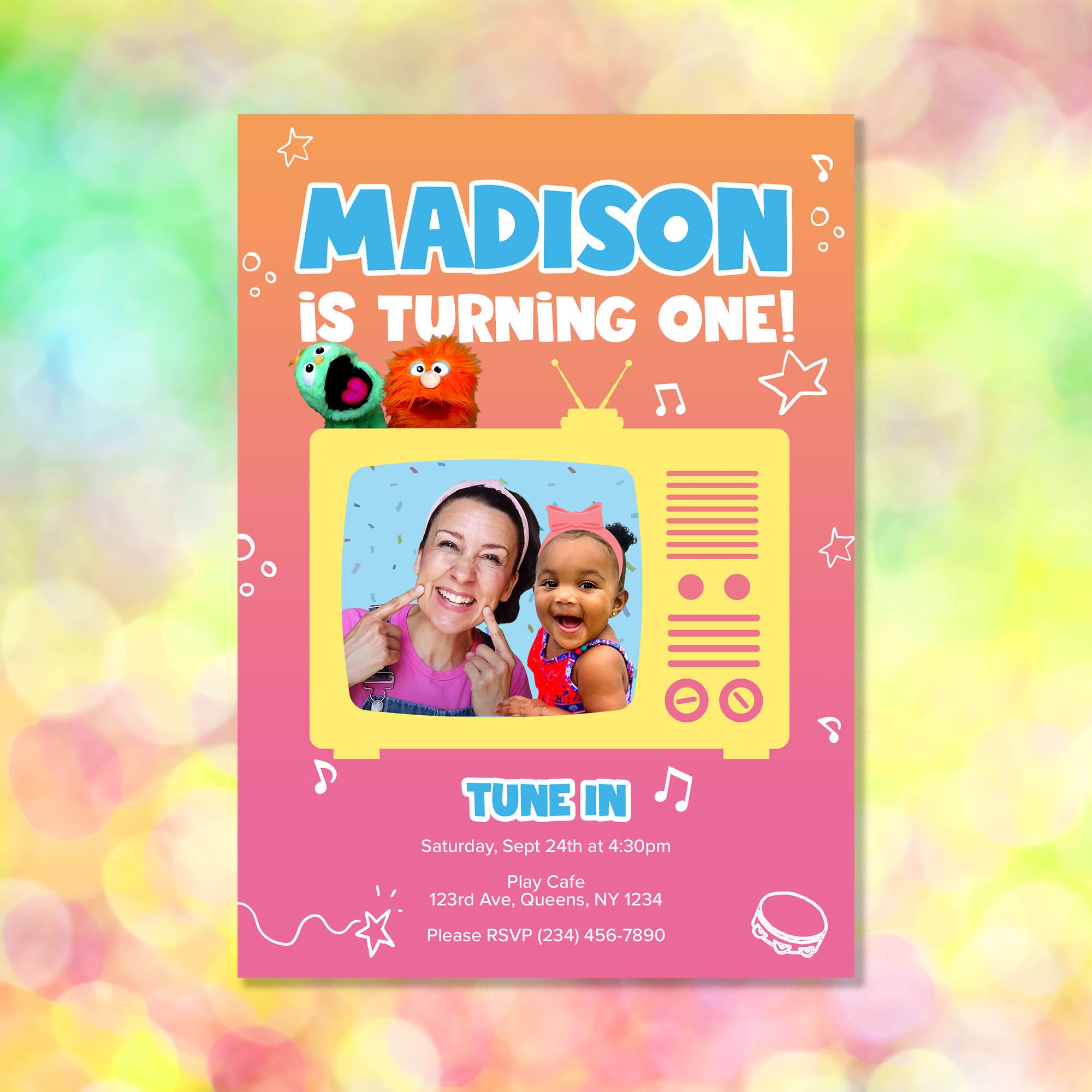 Ms Rachel Birthday Invitation, Custom Design, Songs for Littles ...