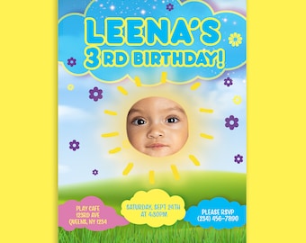 Teletubbies Sun Personalised Photo Birthday Party Invitation | Instant ...