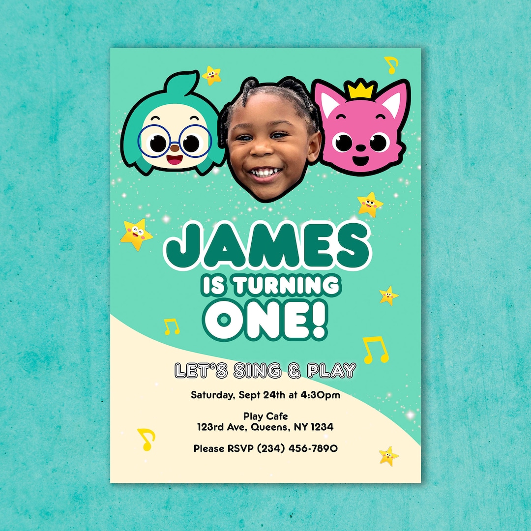 Pinkfong and Hogi Birthday Invitation for Boy or Girl, Wonderstar ...