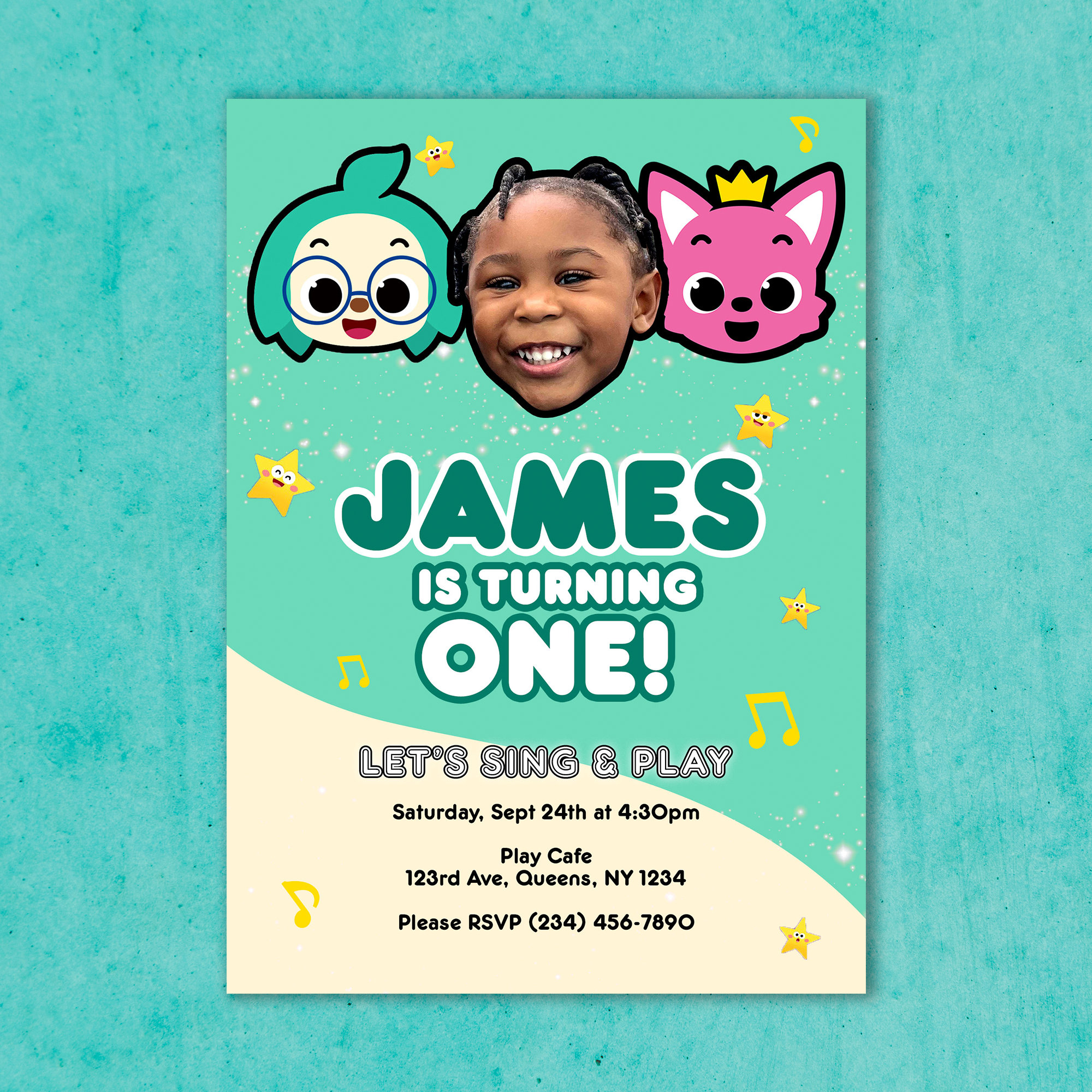 Pinkfong and Hogi Birthday Invitation for Boy or Girl, Wonderstar ...