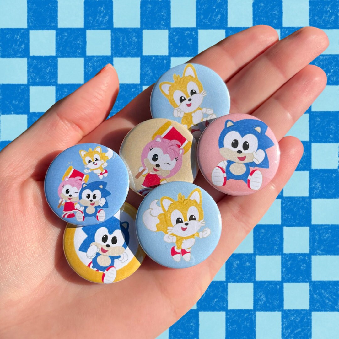 Sonic Buttons | Handmade Pinback Button | 1.25 Inch | Adorable Pins ...