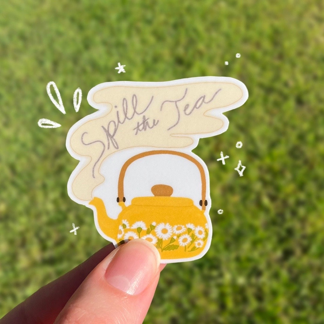 Spill the Tea | Vinyl Die Cut Sticker | Vintage Retro 70s Teapot Kettle ...