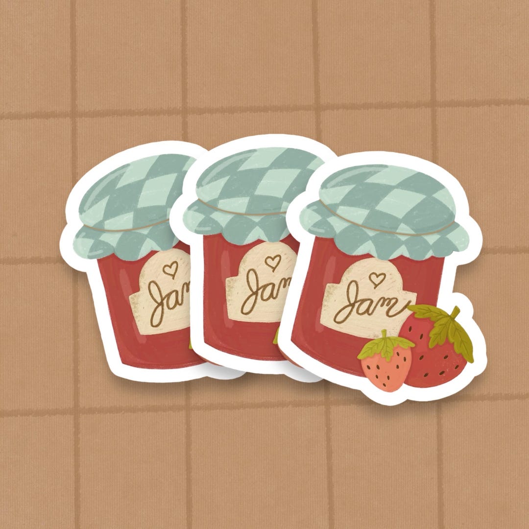 Strawberry Jam Jar | Vinyl Sticker | Cute Kawaii Adorable | 2 Inch ...