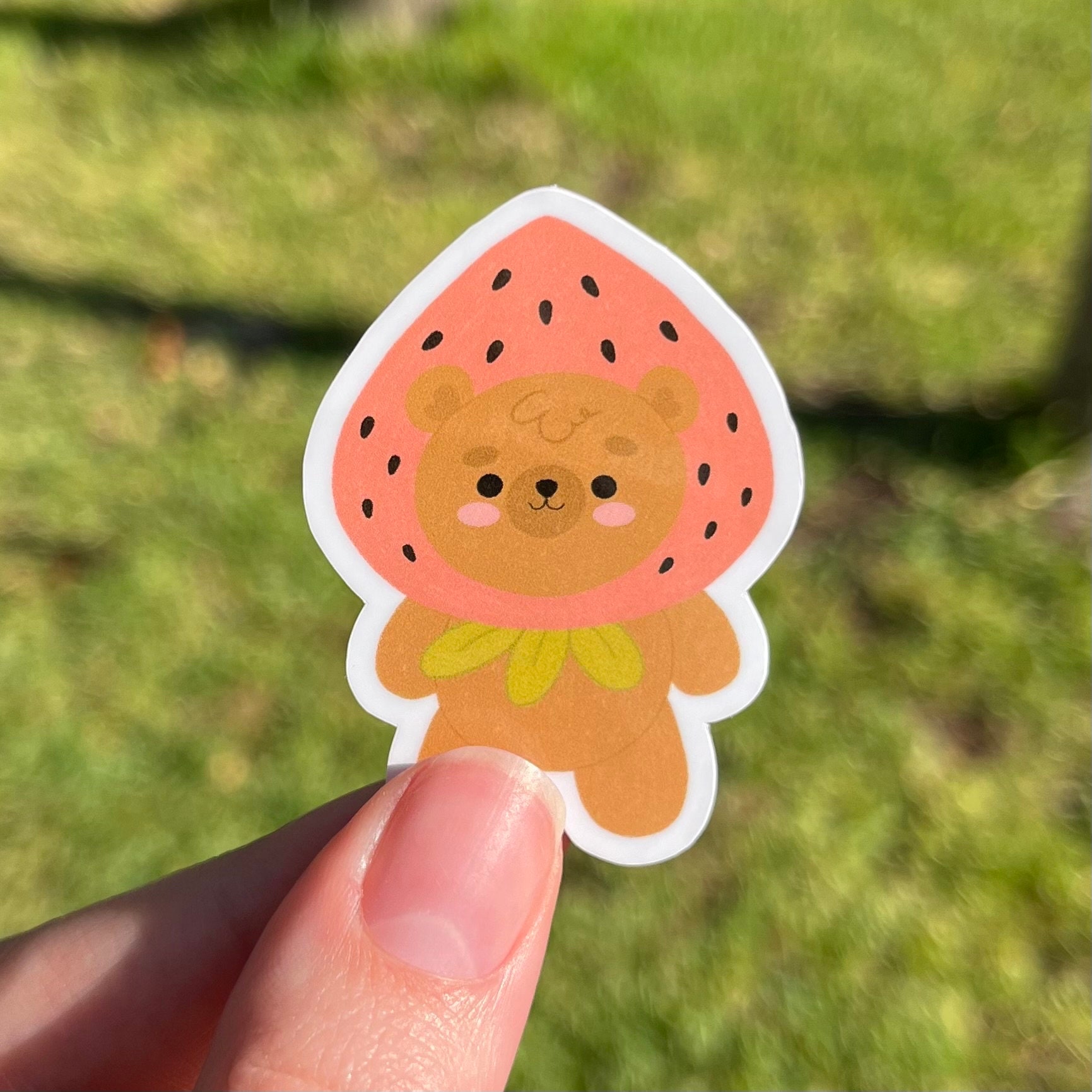 Strawberry Bear | Vinyl Die Cut Sticker | Teddy Bear in a Strawberry ...
