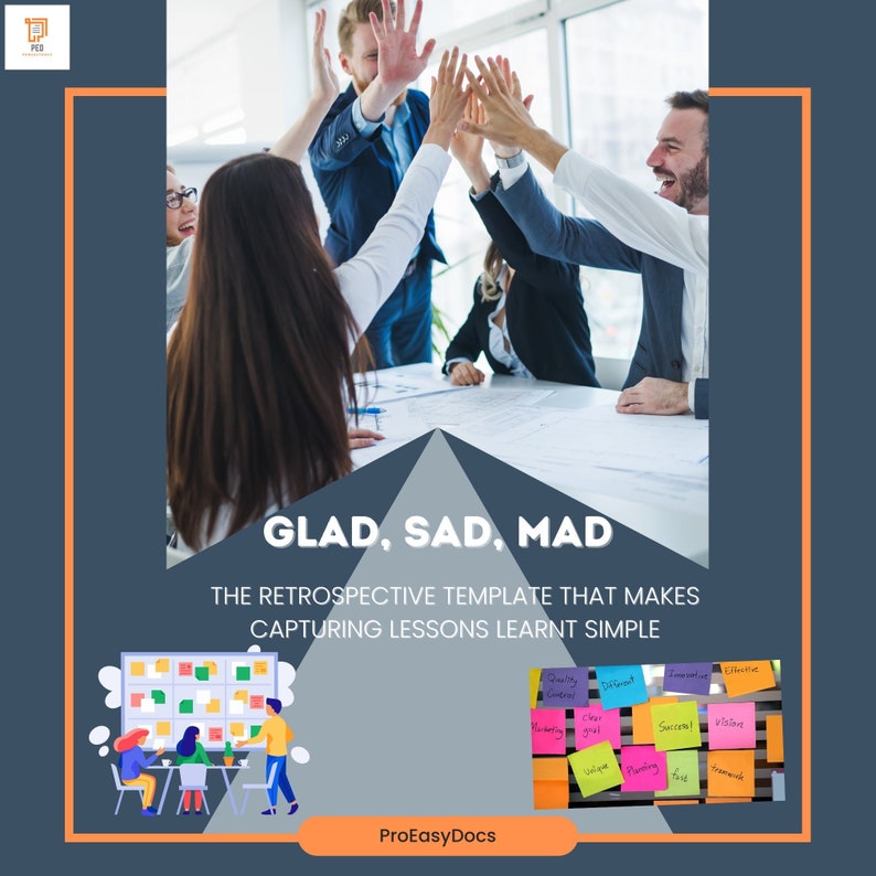 Glad Sad Mad Retrospective Template for Lessons Learnt - Etsy
