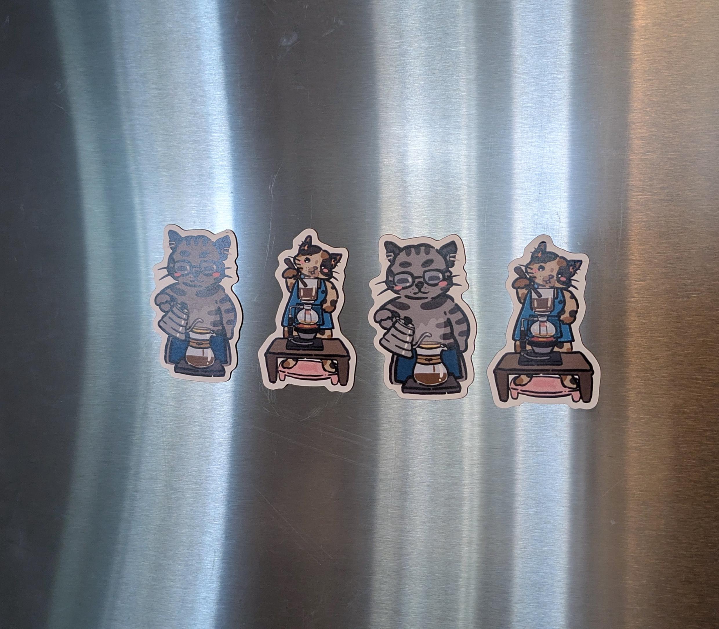 Super Mini Coffee Cat Magnets (set of 4) - Etsy