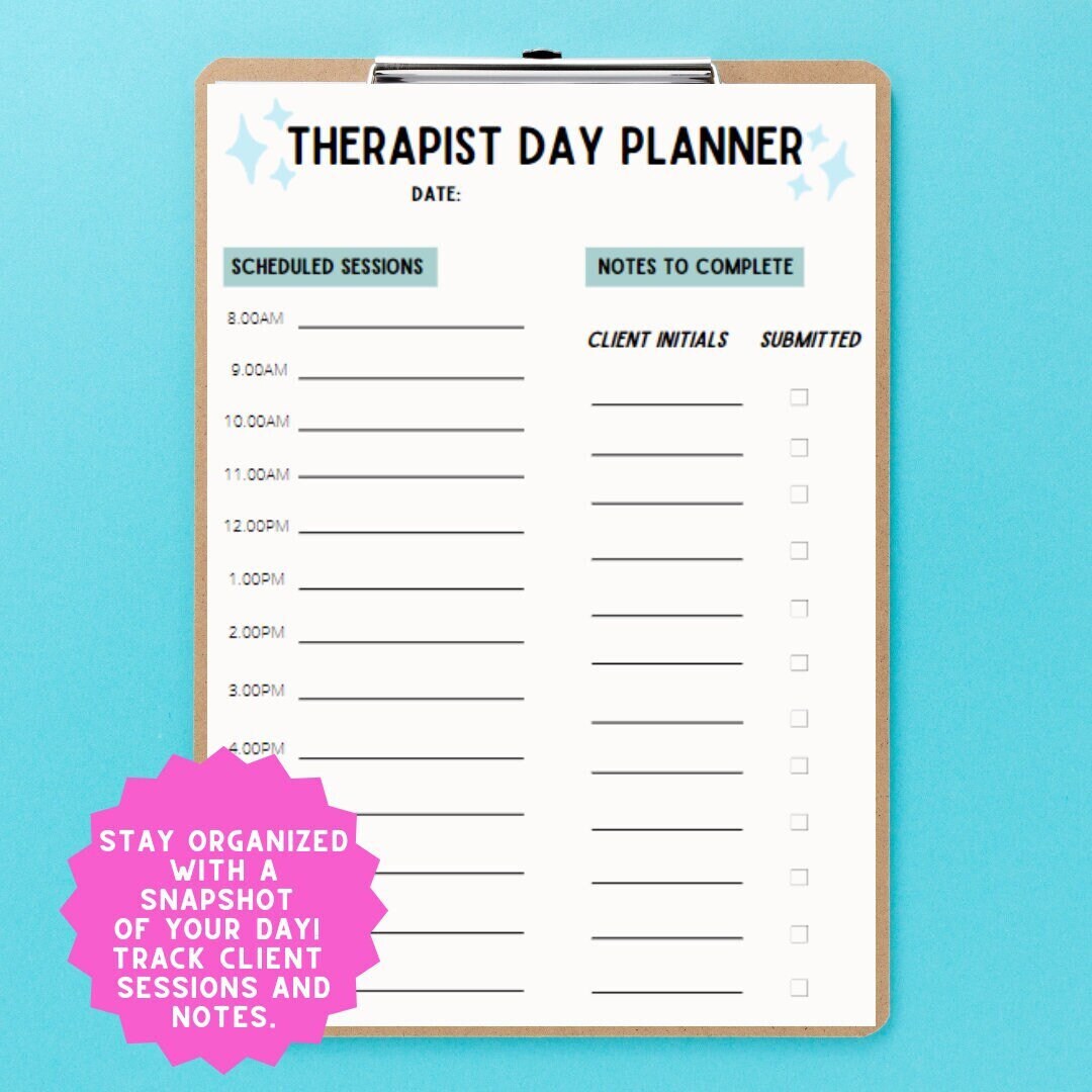 Therapist Day Planner/ TRACK YOUR PROGRESS!/ Therapist Snapshot of Your ...