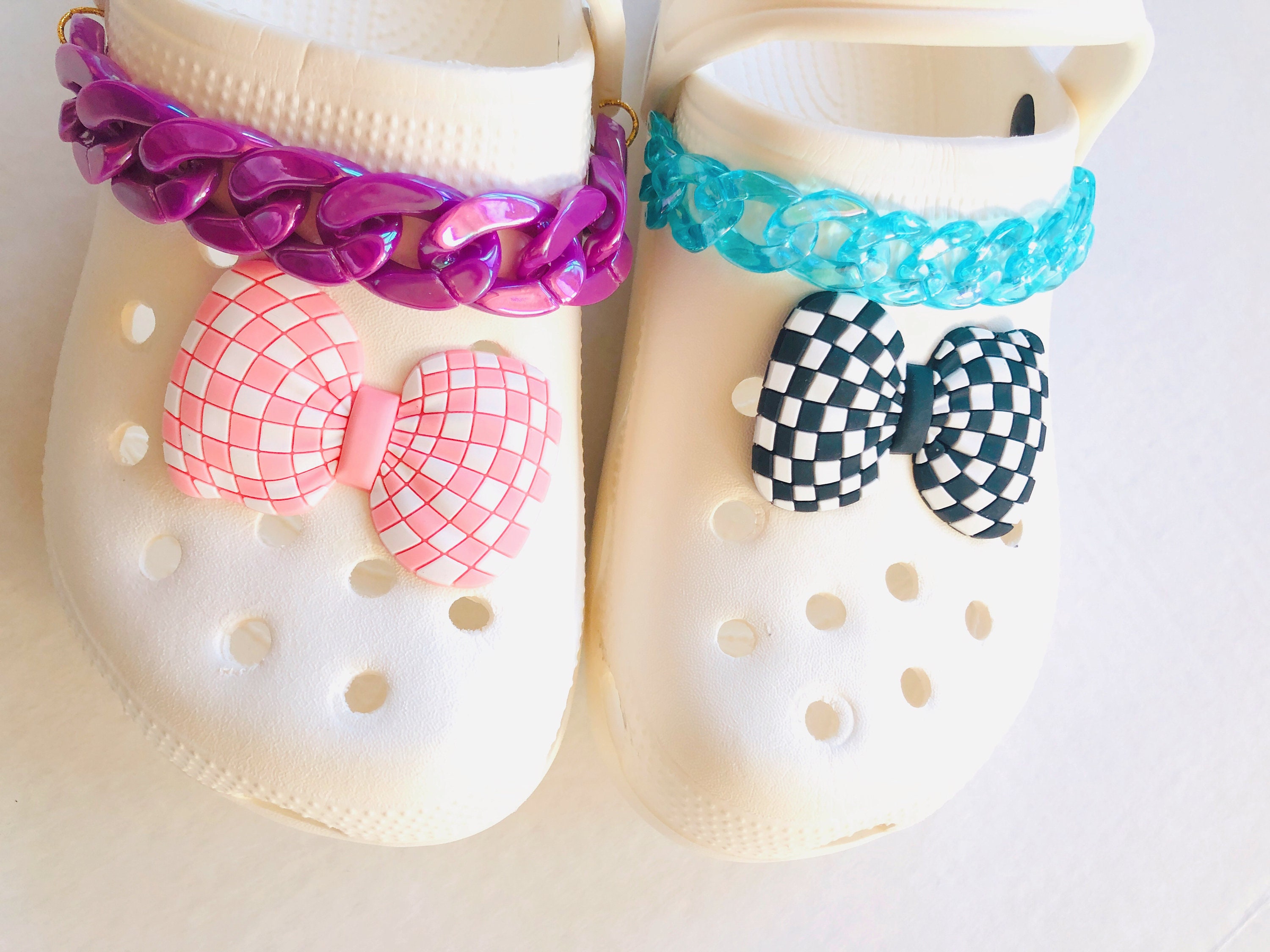 Big Size Shoes Charms Croc PVC Bowtie Flower Pink Black White Party ...