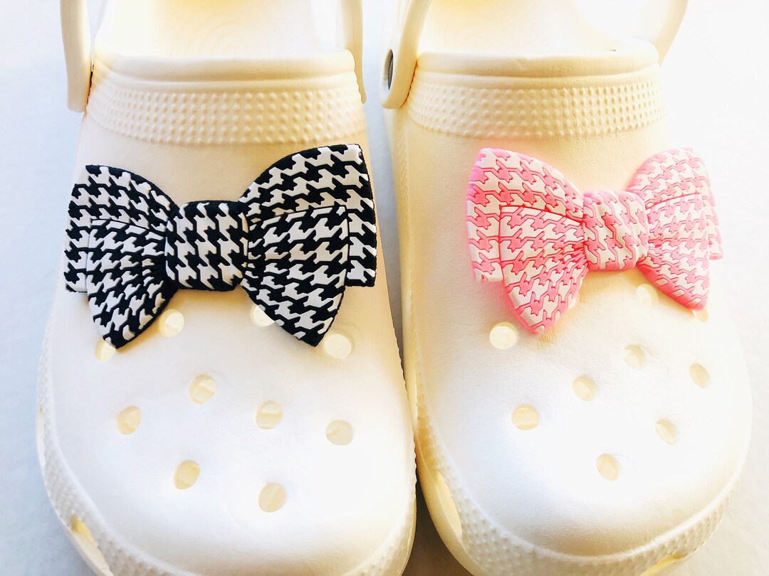 Big Size Shoes Charms Croc PVC Bowtie Flower Pink Black White Party ...
