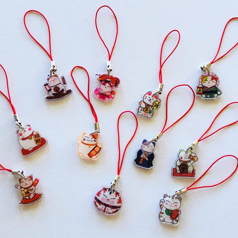 Lucky Cat Charm - Etsy