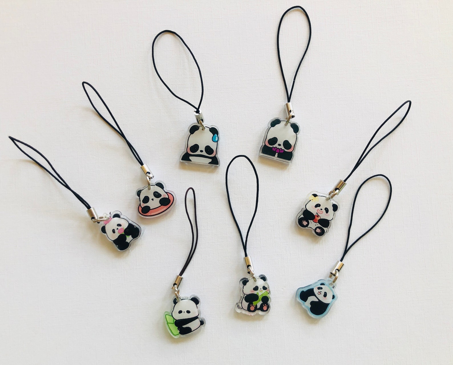 Cute Funny Panda Phone Charm Keyring Bagcharm - Etsy