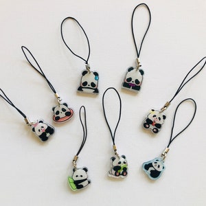 Cute Funny Panda Phone Charm Keyring Bagcharm - Etsy