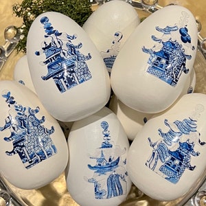 Blue and White Chinoiserie Pagoda Easter Eggs - Etsy