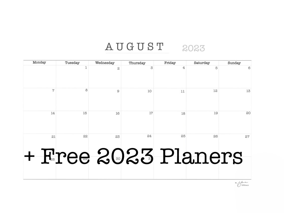 Printable 2023 August Calendar | Landscape - Etsy