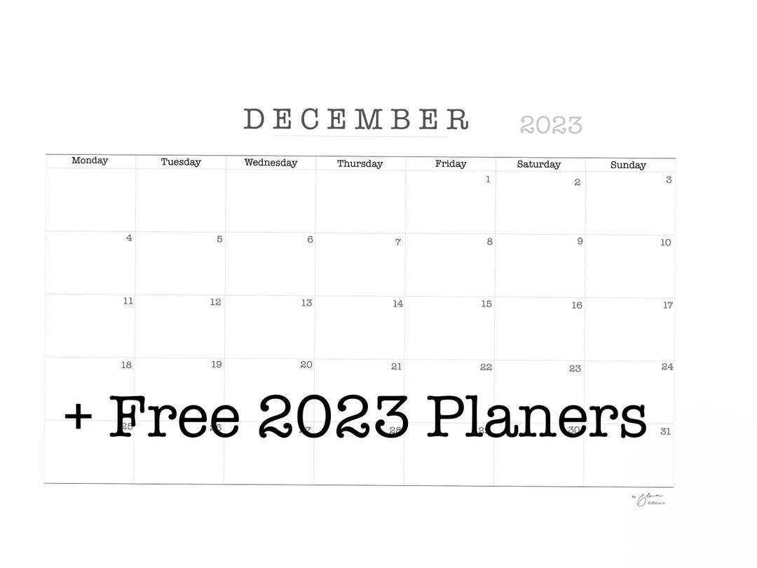 Printable 2023 December Calendar | Landscape - Etsy