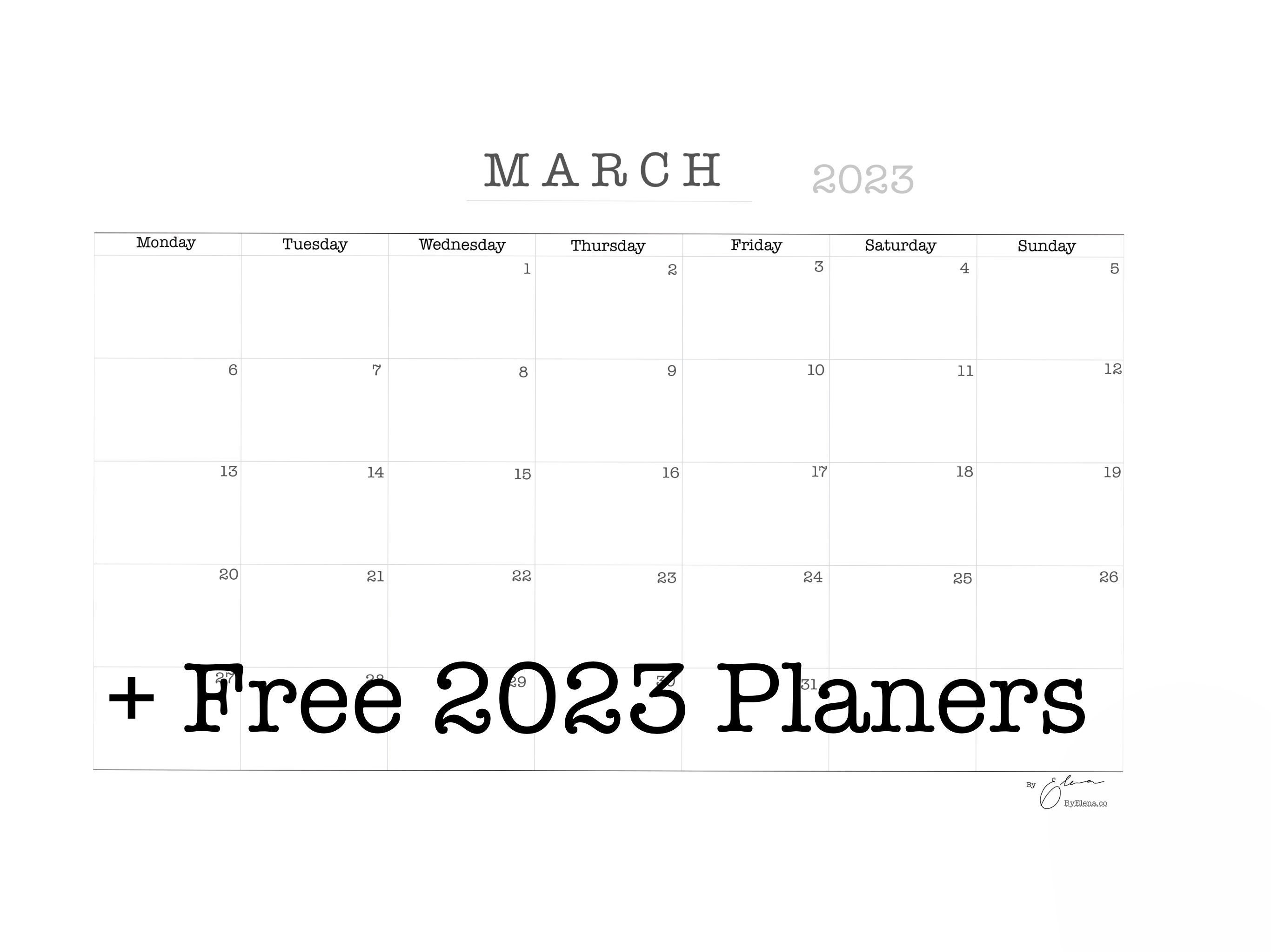 Printable 2023 March Calendar | Landscape - Etsy