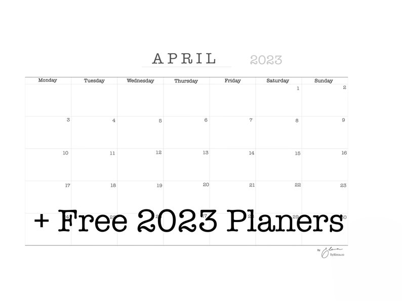 Printable 2023 April Calendar | Landscape - Etsy