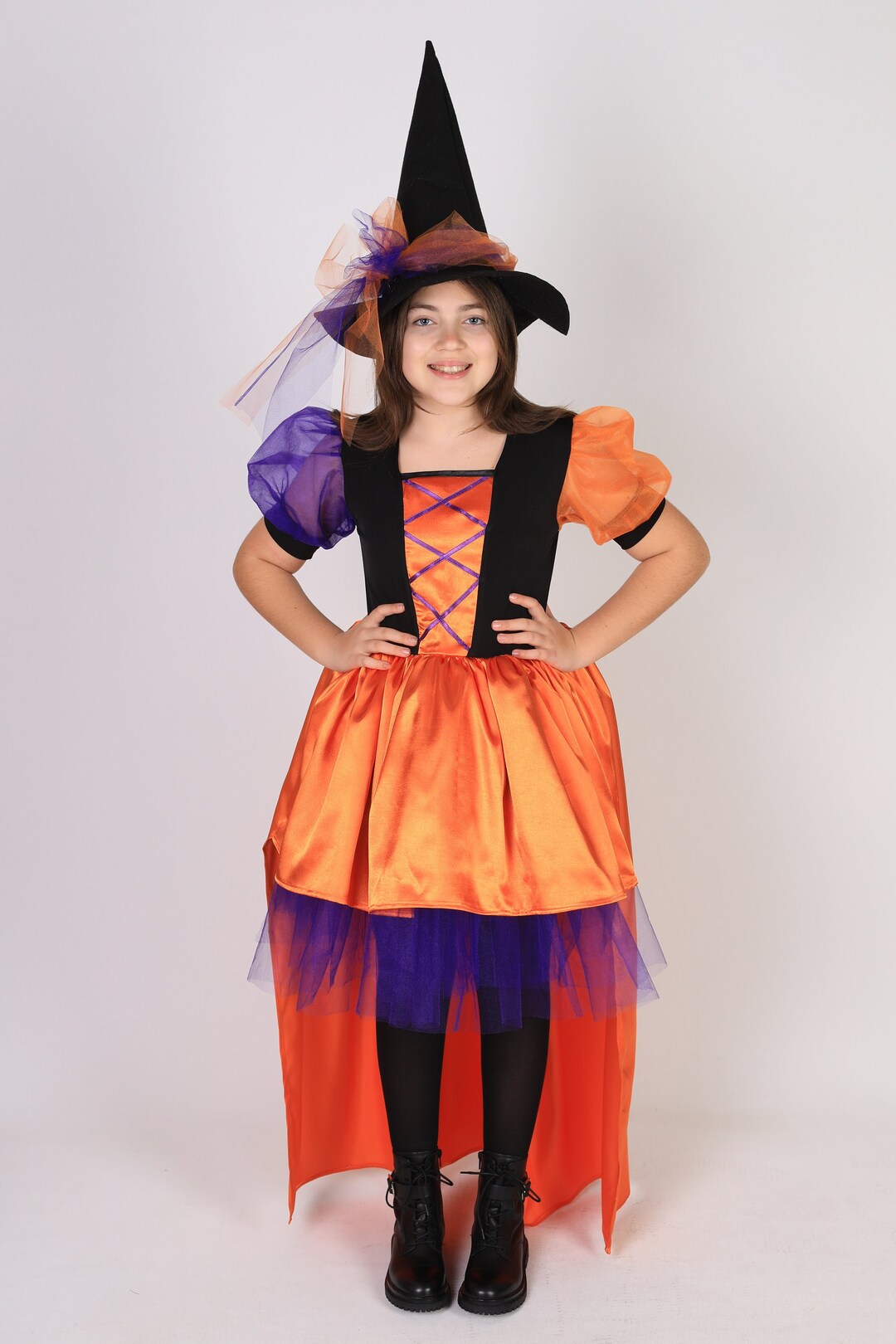 Orange Witch Costume for Girls: Enchanting Halloween Delight, Handmade ...
