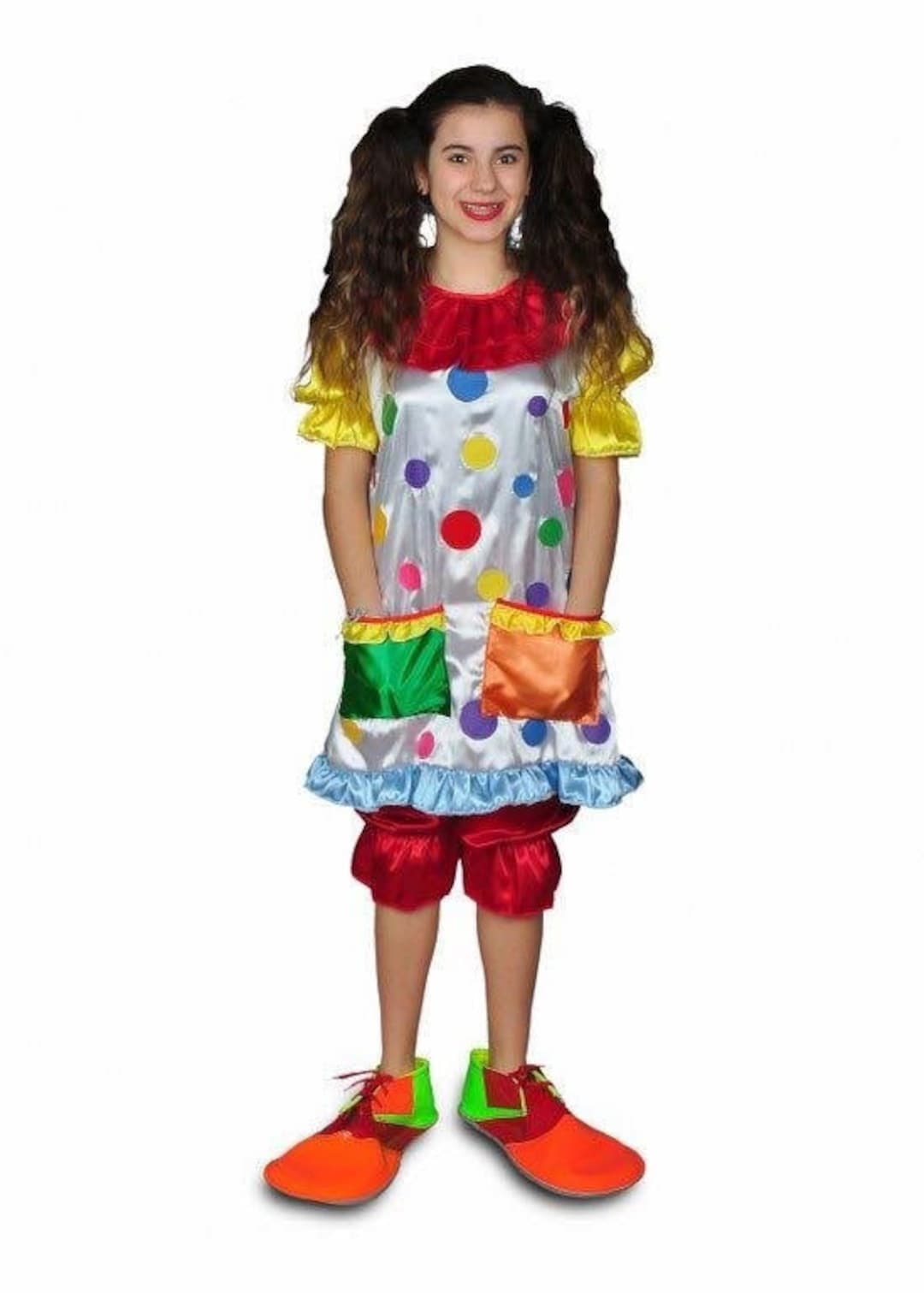 Clown Girl Costume, Handmade Clown Costume, Fun Party Costume, Colorful ...