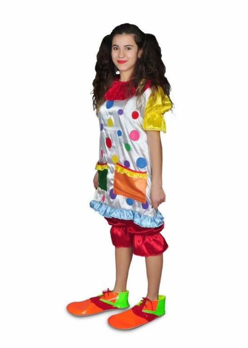 Clown Girl Costume, Handmade Clown Costume, Fun Party Costume, Colorful ...