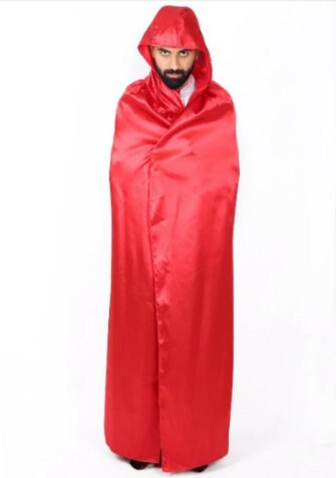 Hooded Cloak, Red Color Hooded Cloak, Halloween Adult Cloak, Satin ...