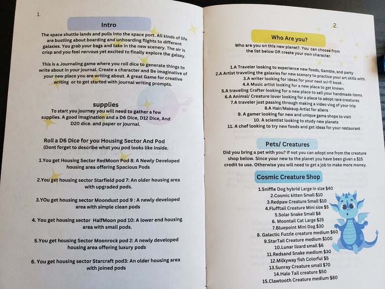 Journaling Game Solo RPG Galaxy Chronicles REVISED EDITION - Etsy