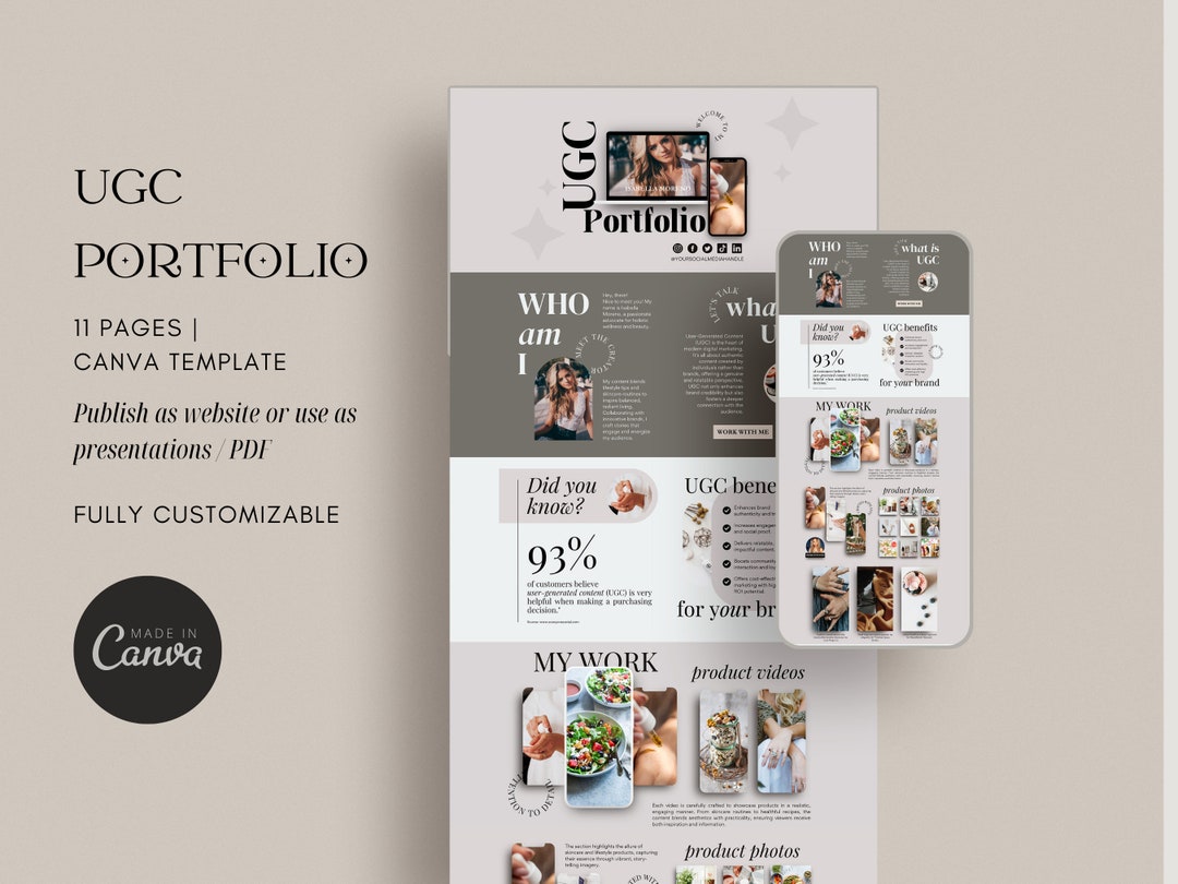 UGC Portfolio Template Canvau GC Landing Page UGC Website Creator Portfolio Content Creator Kit ...