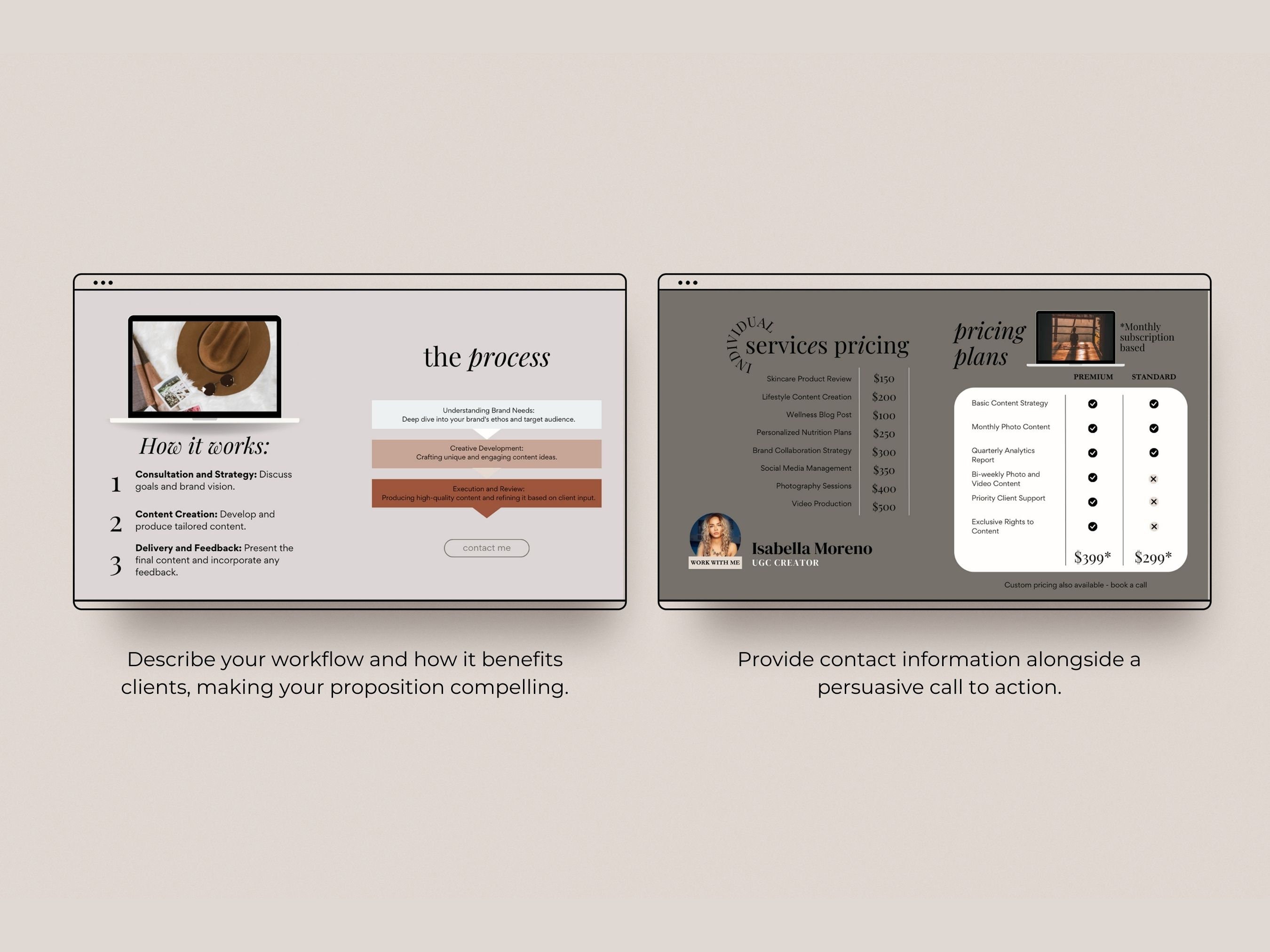 Influencer UGC Kit Canva Portfolio Creator Landing UGC Media Pitch ...