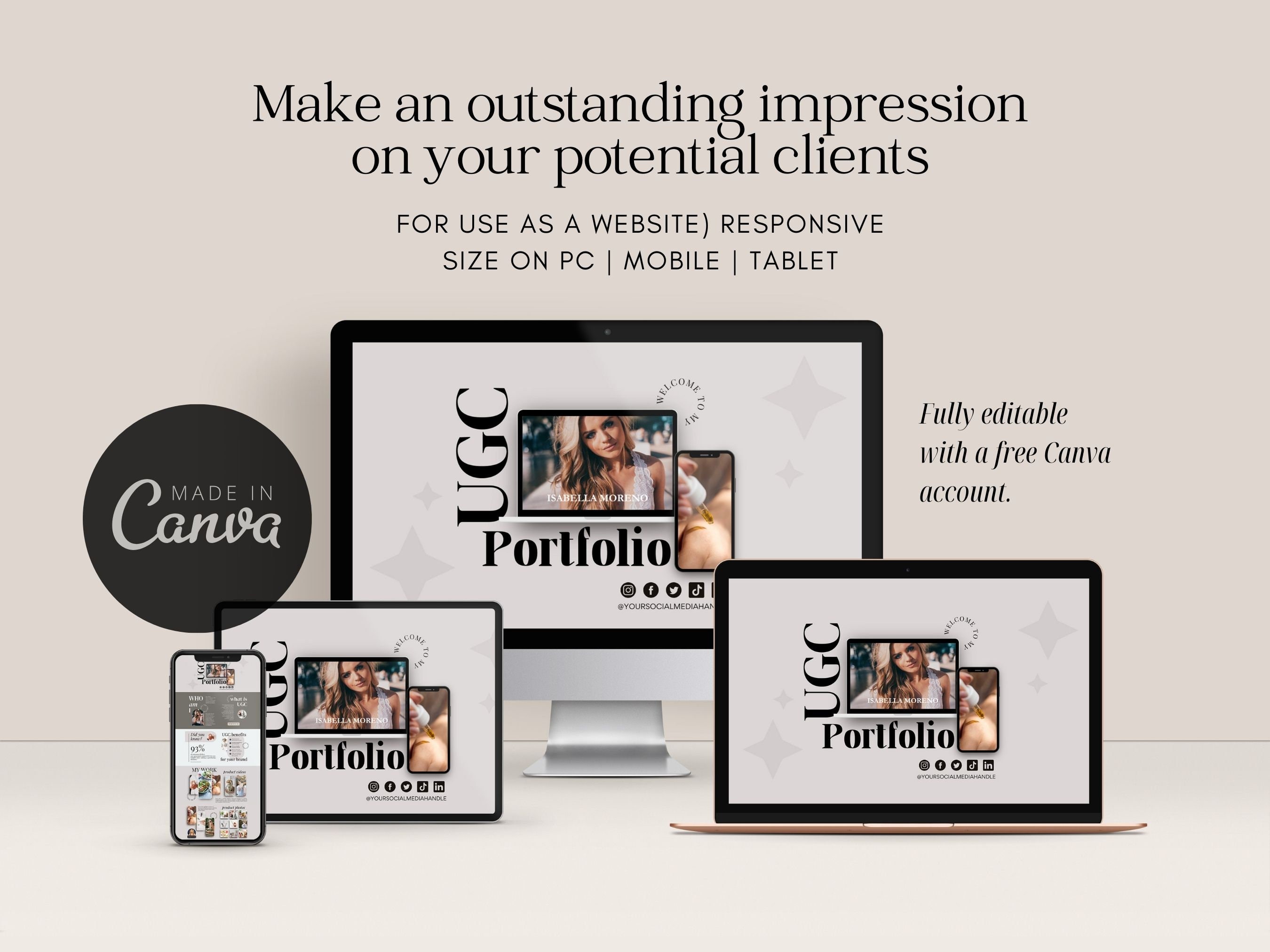 Influencer UGC Kit Canva Portfolio Creator Landing UGC Media Pitch ...