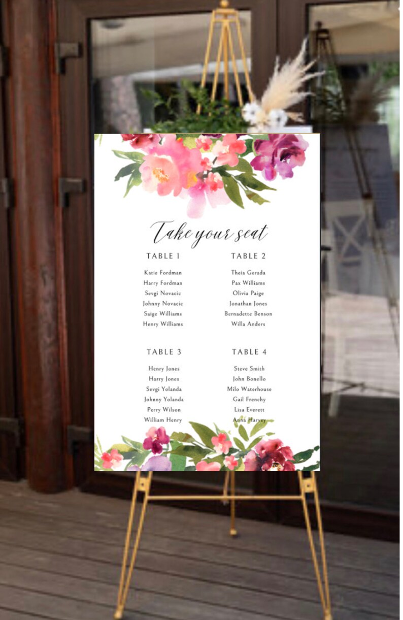 Seating Chart Aesthetic Floral Watercolor Seating Chart - Etsy