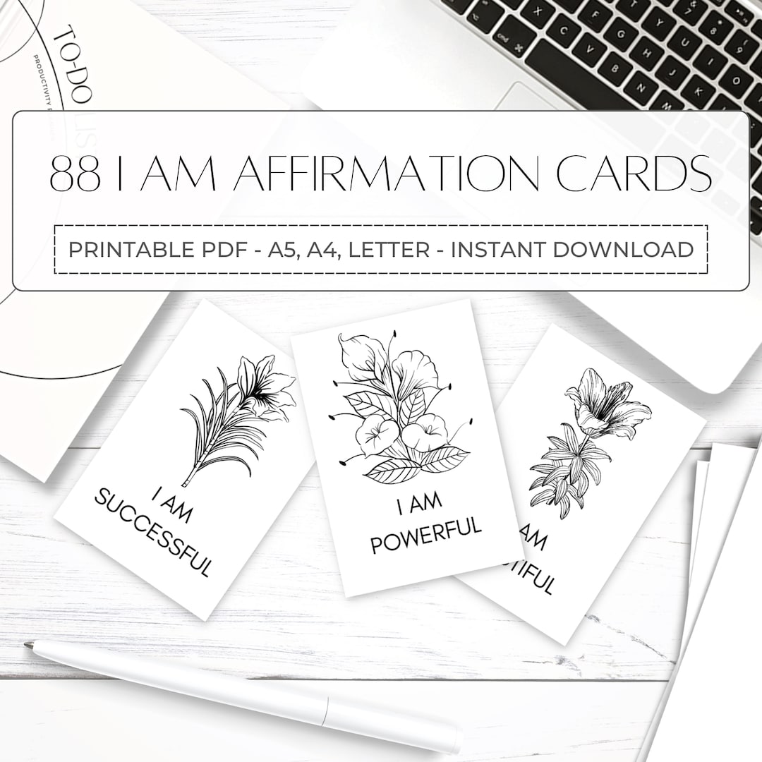 Boho Affirmation Cards: 88 Daily Motivational Cards (PDF) - Etsy