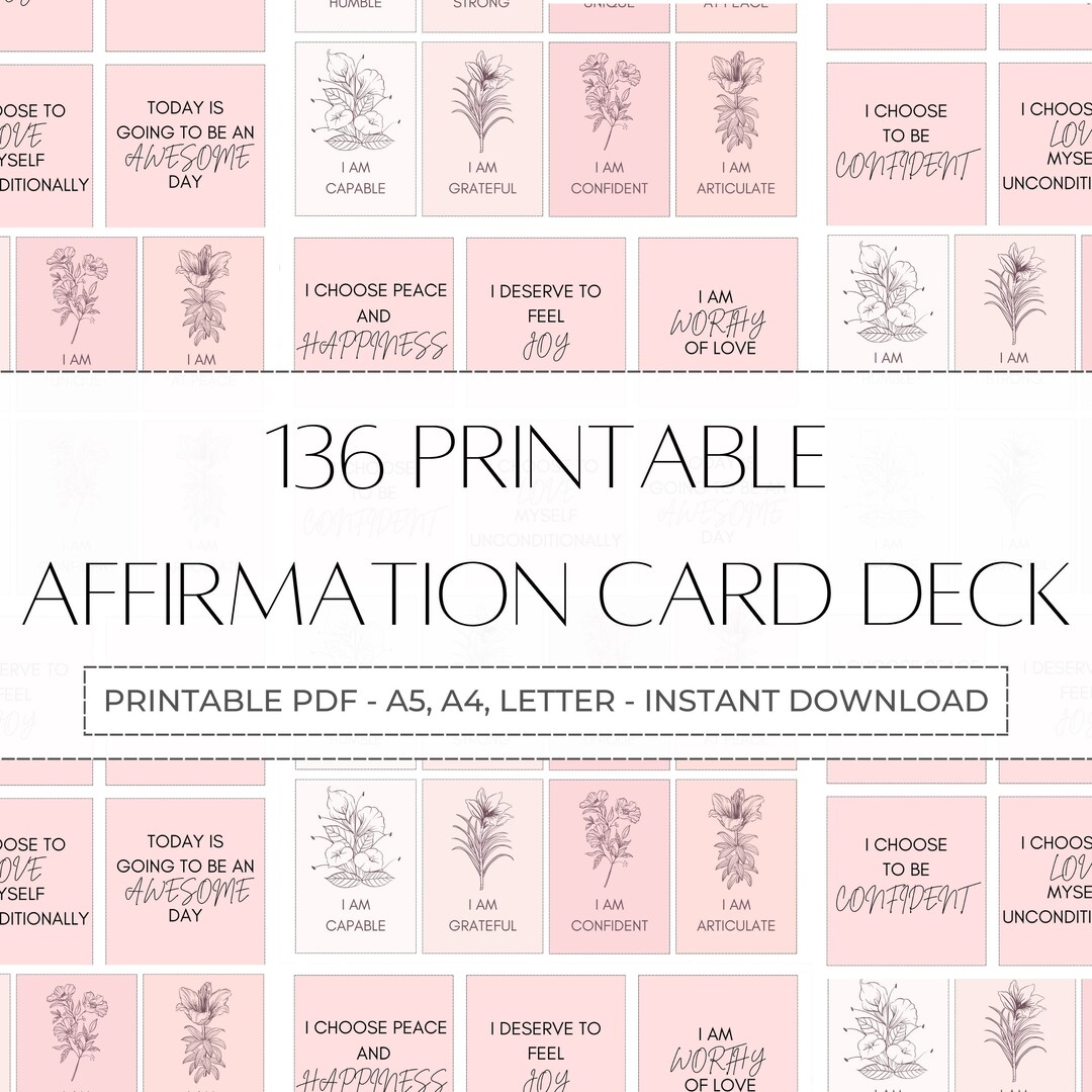Cute Affirmation Cards | Affirmation Deck Cards | Printable Affirmation ...