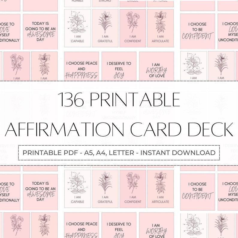 Cute Affirmation Cards | Affirmation Deck Cards | Printable Affirmation ...