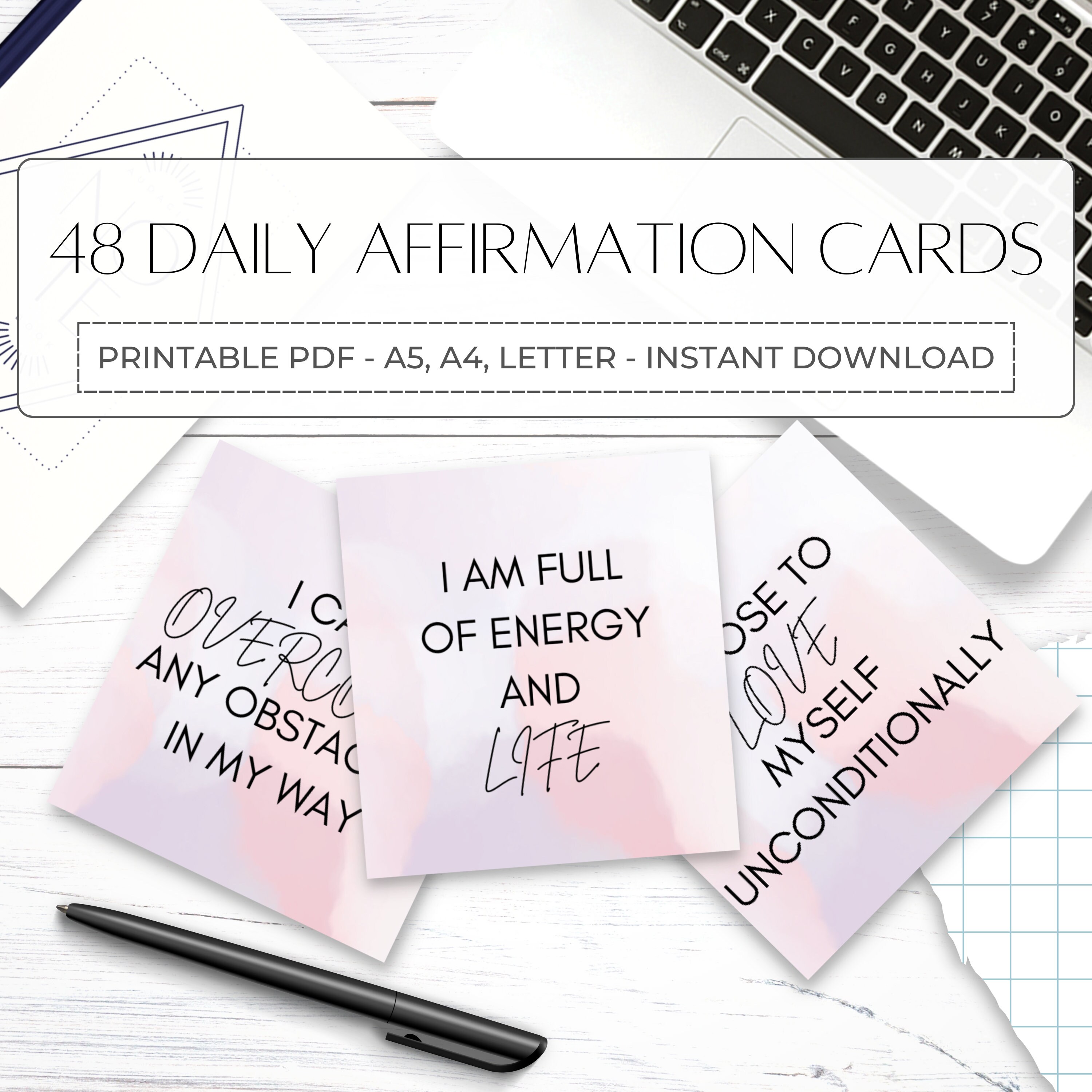 Purple Affirmation Cards | Printable Affirmation Cards | Motivational ...