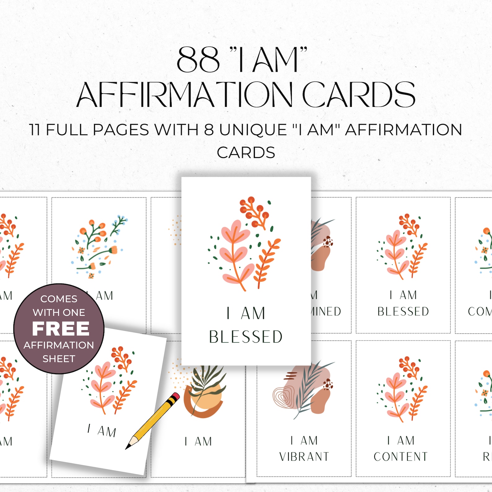 Boho Affirmations Affirmation Card Deck Printable Affirmation Cards Law ...