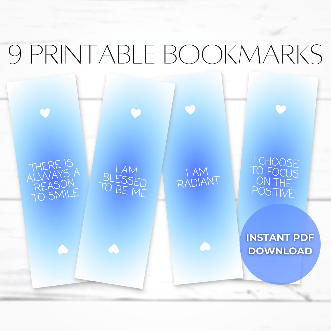 Blue Bookmark | Gradient Print | Cute Bookmark Set | Aesthetic ...