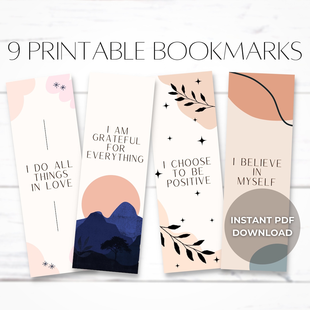 Printable Bookmarks | Positive Affirmation Bookmarks | Bookmark Set ...