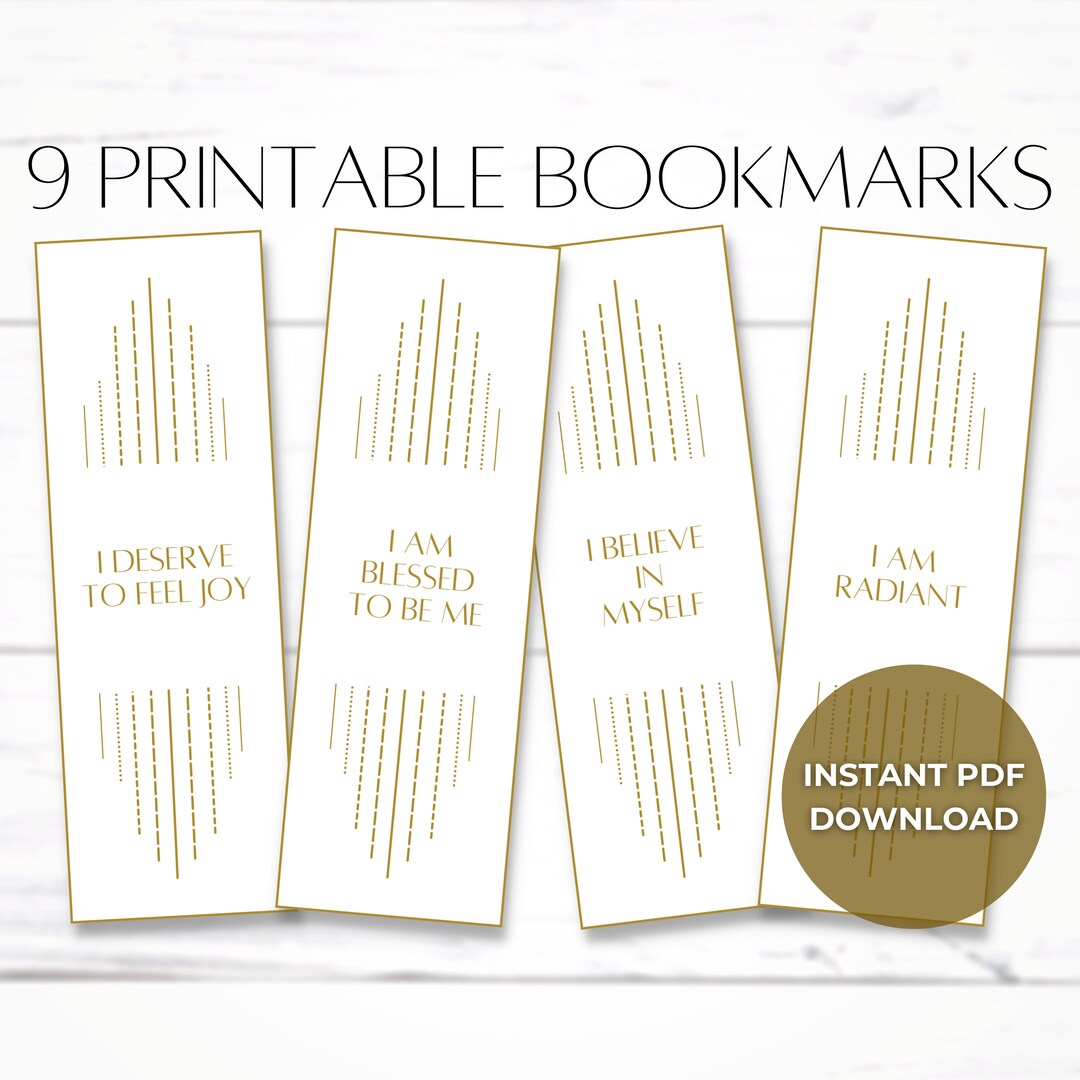 Gold Affirmation Bookmark Set: Printable Motivation (PDF) - Etsy