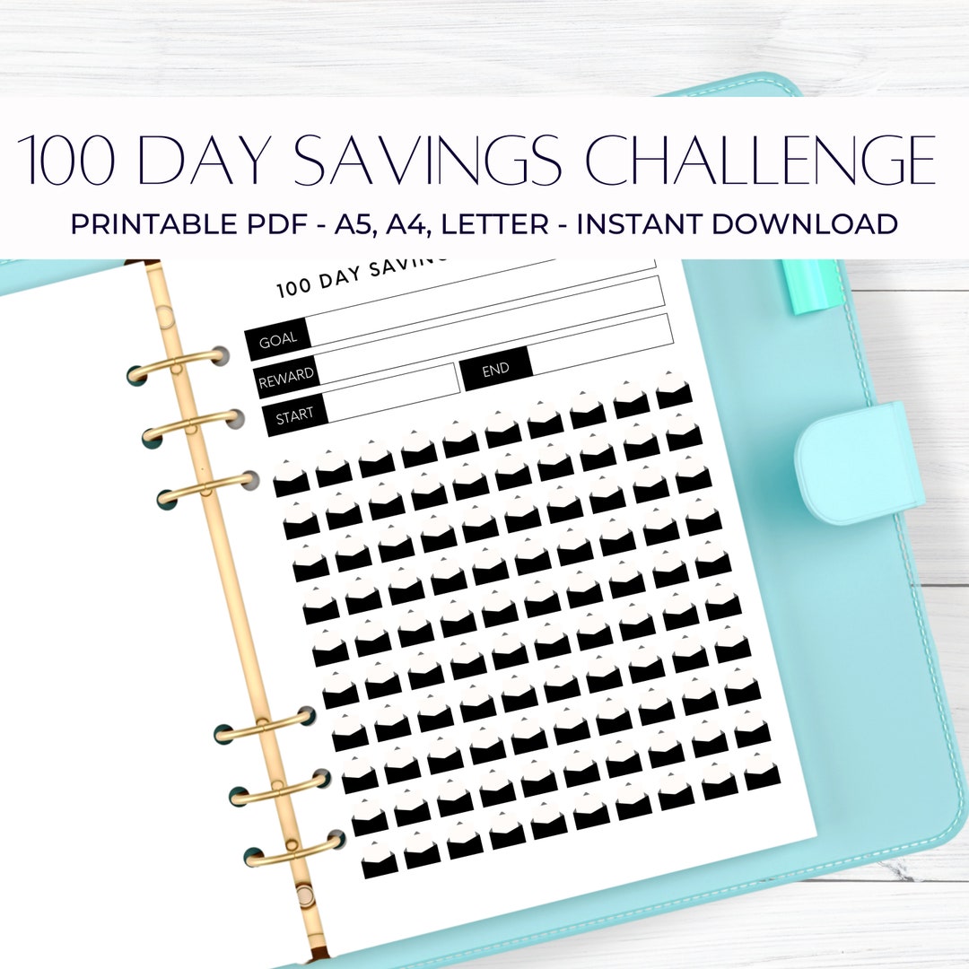 100 Day Savings Challenge Envelopes Tracker, Custom Fillable PDF - Etsy