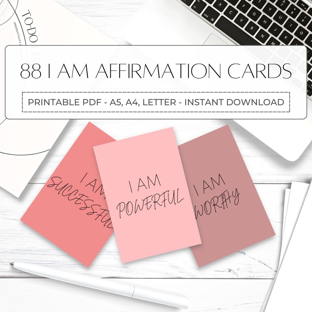 Pink Self Love Cards | Printable Affirmation Cards | Motivational Cards ...