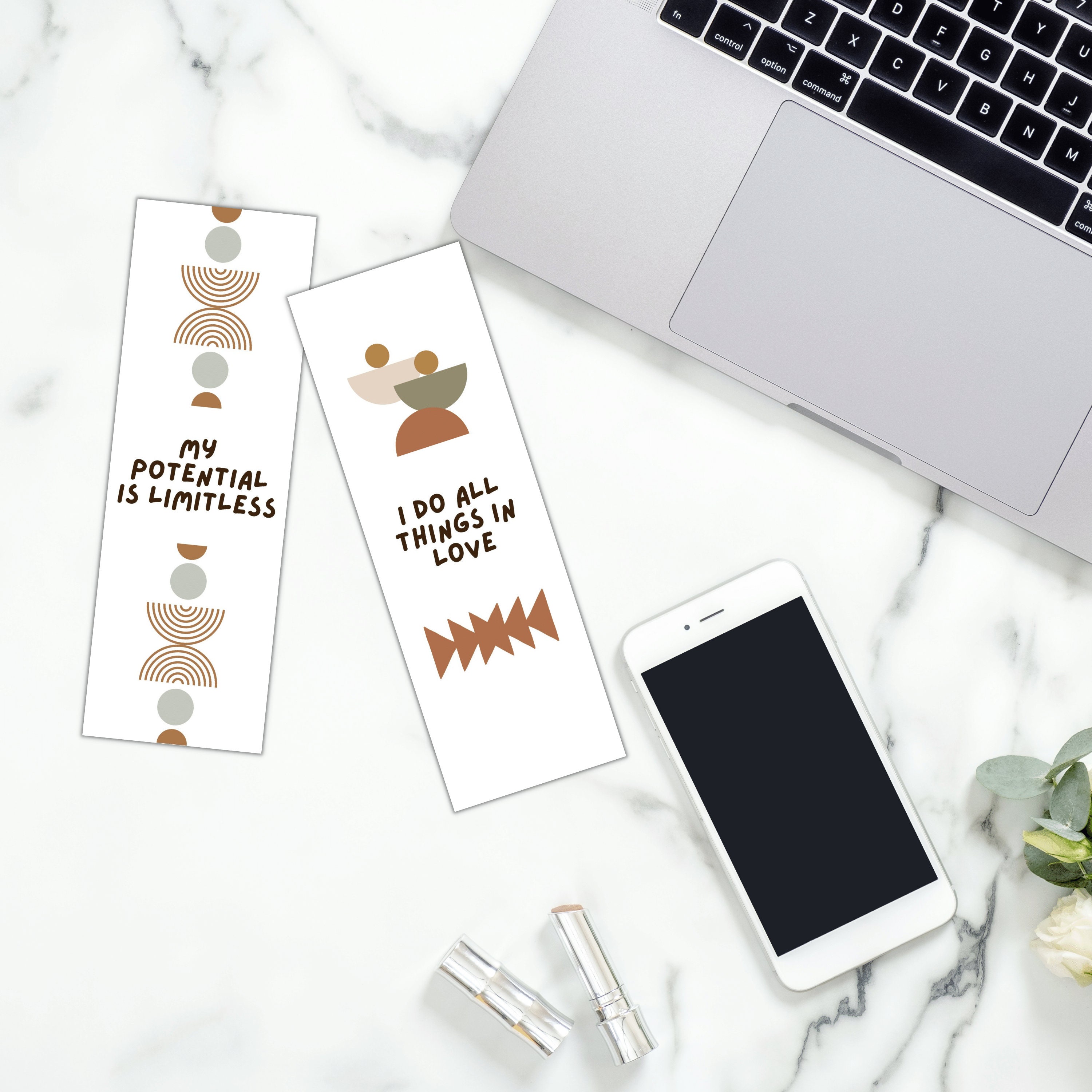 Boho Positive Affirmation Printable Bookmarks | Bookmark Set | Digital ...