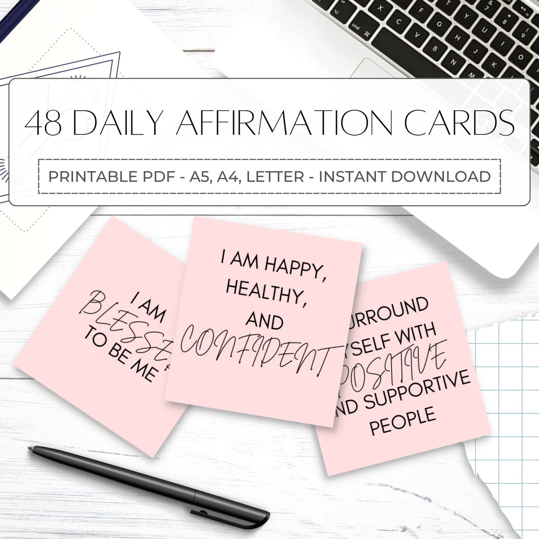 Pink Affirmation Cards: Minimalist Daily Encouragement (PDF) - Etsy