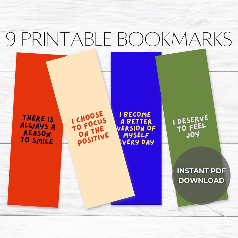 Retro Affirmation Bookmarks: Printable Bookmark Set (digital Download ...