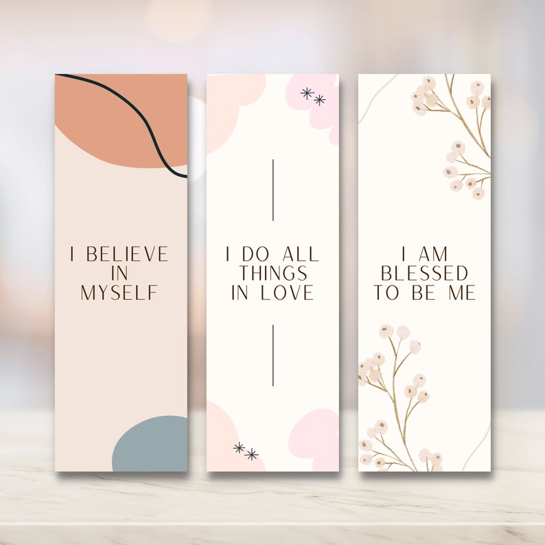 Positive Affirmation Bookmarks: Printable Bookmark Set (digital ...